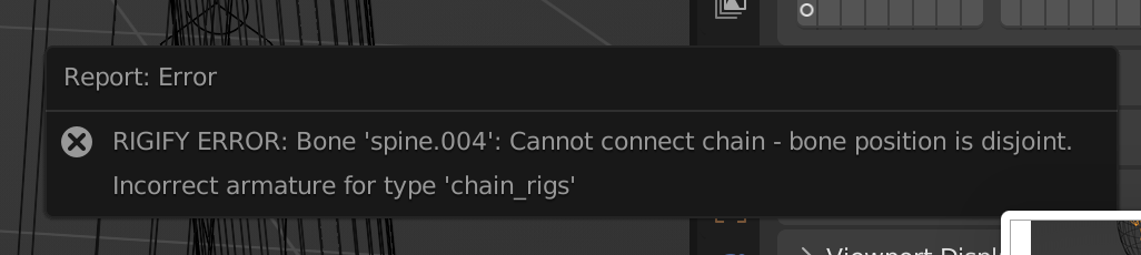How to fix `RIGIFY ERROR: Bone 'spine.004': Cannot connect chain - bone position is disjoint ...