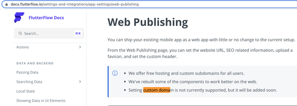 Publishing a FlutterFlow Web app to a custom domain